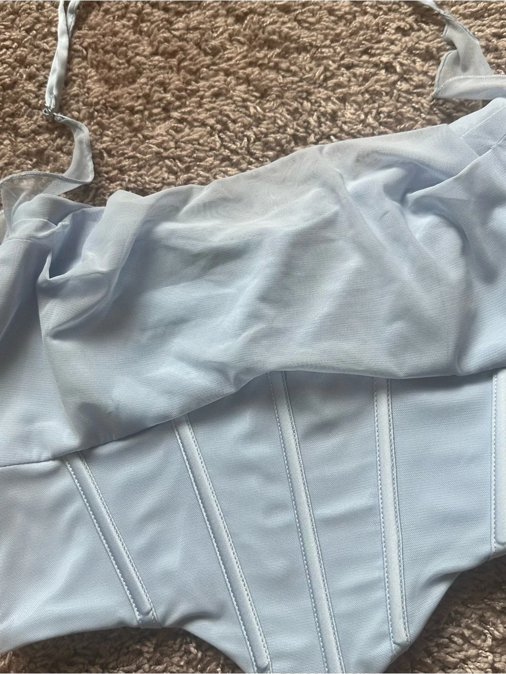 Oh Polly | Tops | Oh Polly Light Blue Ruffle Offshoulder Corset Top ...